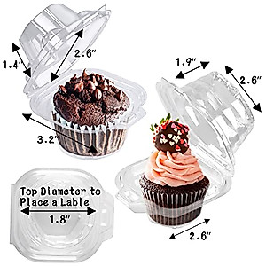 NPLUX 100 Pack Individual Cupcake Containers Plastic Cupcake Boxes Cupcake Holders Stackable Deep Dome Cupcake Carrier