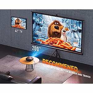 Mini WiFi Projector for Outdoor Movies, 8500L High Brightness, 1080p HD Video Projector for iPhone & 200'' Display Supported, Compatible with Phone/TV Stick/HDMI/USB/VGA, Home Theater