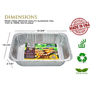 EHOMEA2Z Aluminum Pans Disposable Half Size (10 Pack) 9x13,Prepping, Roasting, Food, Storing, Heating, Cooking, Chafers, Catering, Crawfish Trays