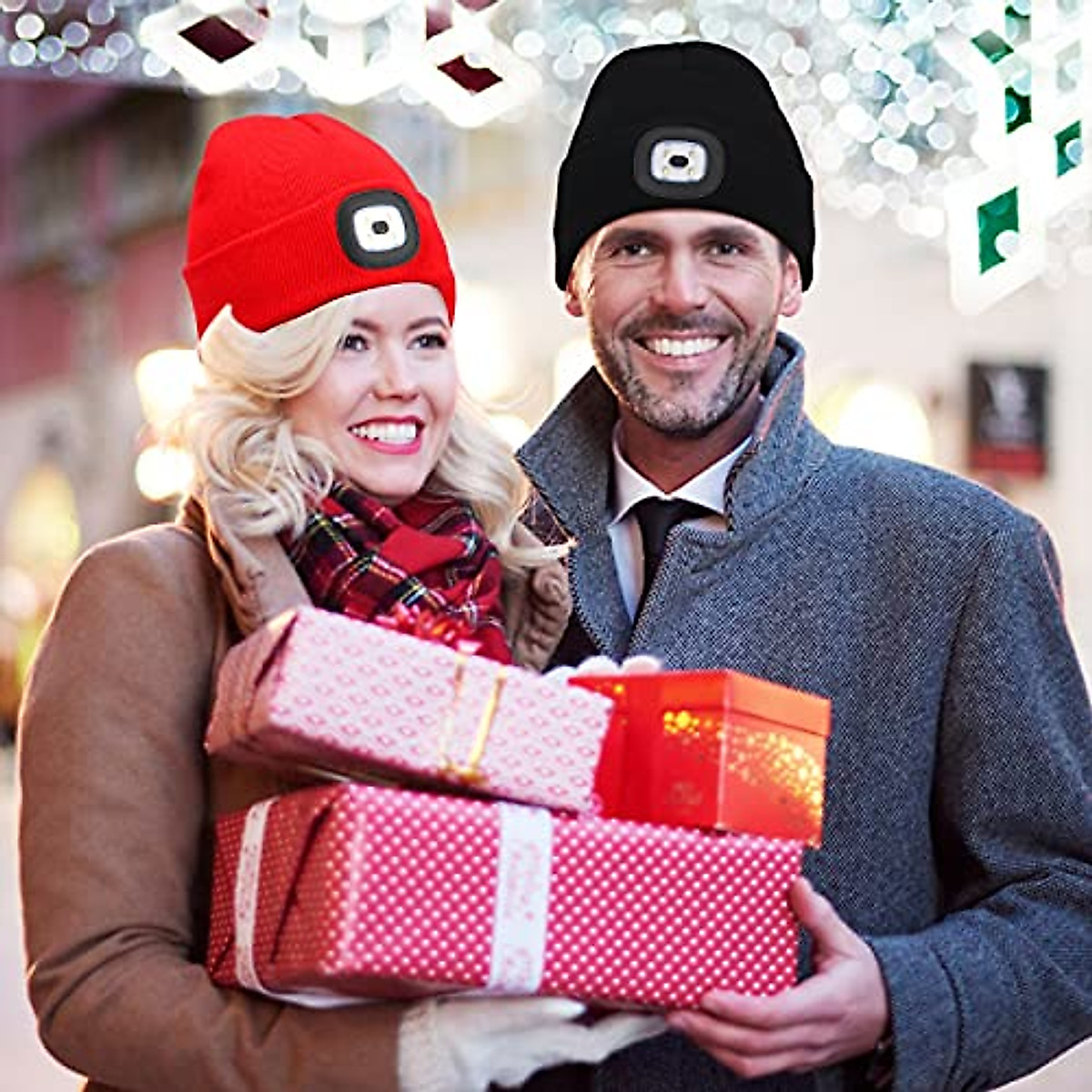 Beanie Hat with Light Unisex LED Beanie Hat with Light USB Rechargeable Running Hat Alpine Cap Gift for Men and Women Teens (Grey)