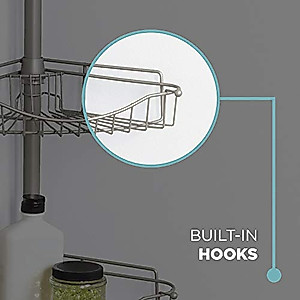 Zenna Home, Satin Nickel Tension Corner Pole Caddy