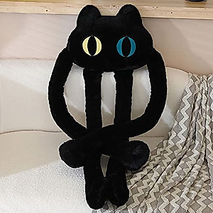 Long Cat Plush Pillow,39" Cute Black Cat Stuffed Animals Kawaii Soft Plushies,Big Plush Toys Gift for Girlfriend Kids
