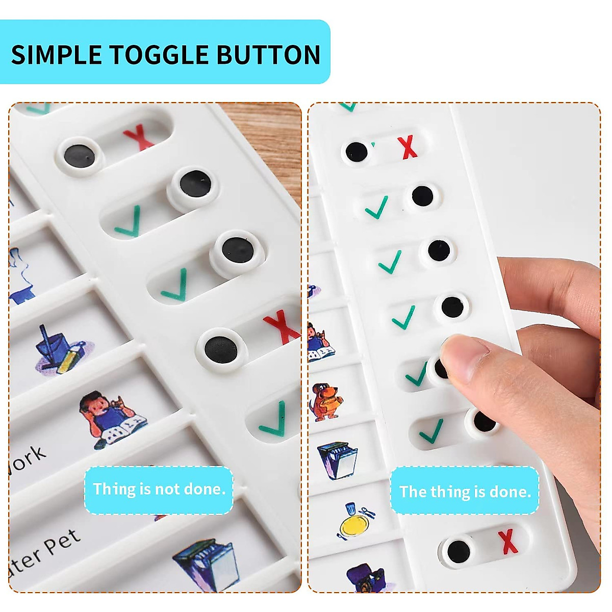 MEMORY FISH 2 Pieces Chore Chart for Multiple Kids,Daily Chore Schedule for 2 Kids，Memo Checklist Plan Board Detachable Plastic for Home Reusable Chore List (to Do List for Kids) 4.7x7.9 Inch