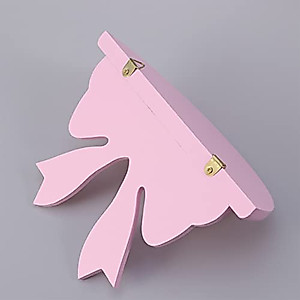 Ipetboom Decor Figurine for Shelves Rustic Wall () Wooden Nursery Kids Home Holder Flower Plant Rack Floating Style Bathroom, Nordic (Pink) Mounted Shaped: Bow Corner Kitchen& Frame