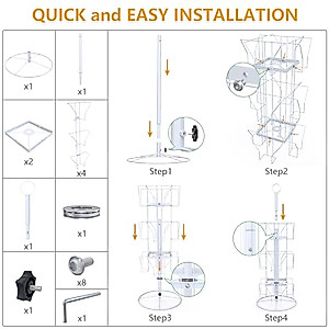 ANBOXIT Greeting Card Display Stand Rotating Rack Holder, for Postcard Sticker Retail, Metal White