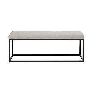 Ball & Cast Modern Upholstered Bench Entryway Bench Ottoman with Metal Frame, 48 Inch Grey