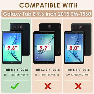DETUOSI Slim Case for Samsung Galaxy Tab E 9.6" 2015 (SM-T560/ T567), Galaxy Tab E 9.6 inch Tablet Case, Tri-fold Folio PU Leather Protective Case for Galaxy Tab E 9.6" Cover, SM-T560NU Case #Black