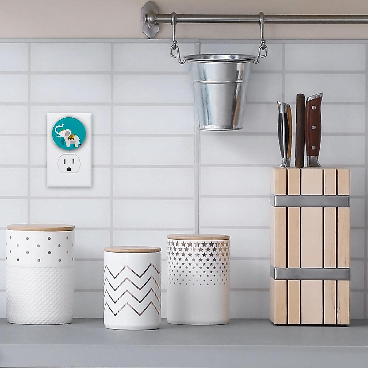 2 Pack Plug-in Nightlight LED Night Light with Dusk-to-Dawn Sensor for Kids Room, Nursery, Kitchen, Hallway Elephant