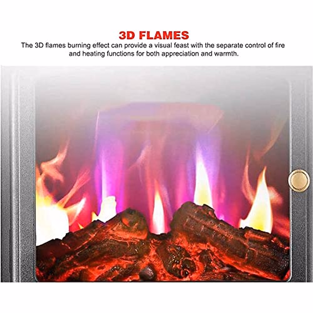 VOMKR Large Electric Stove Fires Freestanding, Electric Fireplace Stove Heater, Recessed and Wall Mounted Freestanding Fireplace with Wood Burning LED Light (Size : Remote Control)