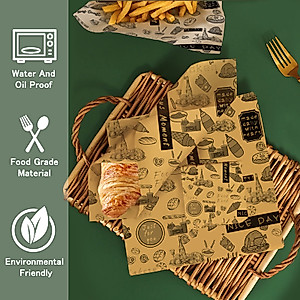 250Pcs Deli Wax Paper Sheets for Food Newspaper Theme wax paper sheets, Basket Liners wrapping paper for Deli, Sandwich, Cheese, Picnic, Party, Holiday, 9.8 x 9.8 inch