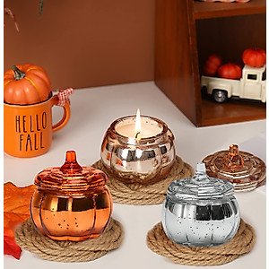 Pumpkin Shaped Candle, Fall Farmhouse Decoration, Autumn Pumpkin Spice Scented Set, Halloween Thanksgiving Candle Gift(3 x 4.5oz)