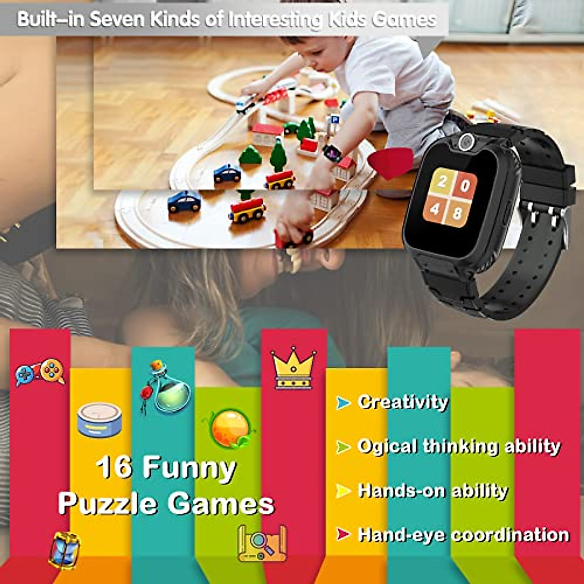 INIUPO Kids Smart Watch for Boys Girls - Smartwatches with Camera 26 Puzzle Games Alarm Music Video Calculator Torch Children Birthday Gifts Toys Toddler Wrist Watch for Kids Ages 4-12 Years (Black)