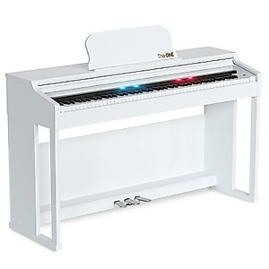 The ONE Digital Piano with Lighted-up Teaching Keys, Piano Keyboard 88 Keys with Hammer Action for Beginner/Professional, Full Size Weighted Keyboard with Piano Stand/3-Pedal Unit/APP, White