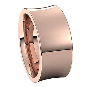 Bonyak Jewelry 10k Rose Gold 9mm Concave Comfort Fit Band Beautiful Design, Size 7.5
