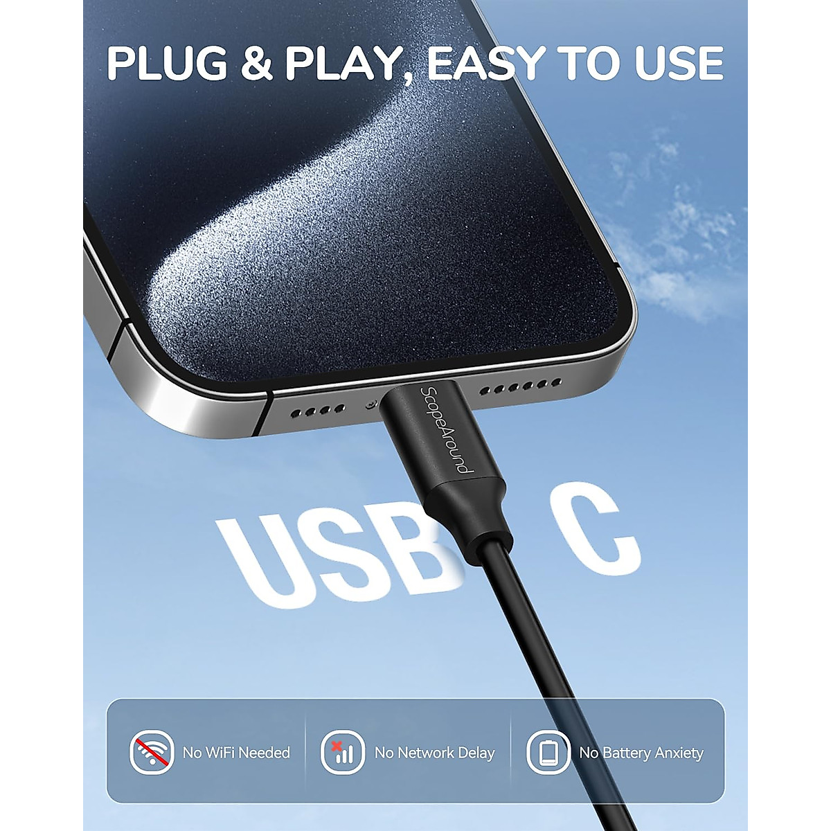 ScopeAround Otoscope Ear Camera, Ear Wax Removal Tool 1080p FHD Video Otoscope, 3.9mm Ear Wax Removal Camera with 6 LED Lights Visual Ear Scope, Compatible with iPhone15 & Android