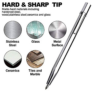 AVIDE Tungsten Carbide Tip Scriber, Metal Etching Pen Carve Engraver Scribe Tools for Stainless Steel, Ceramics, Glass, Metal Sheet and Gold/Welding(6 Pack)