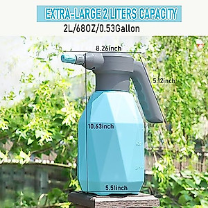 0.53Gal/2L Electric Spray Bottle Plant Mister for Indoor/Outdoor Plants,Garden Rechargeable Automatic Plant Mister Spray Bottle,Watering Can with Adjustable Spout,Fertilizing,Cleaning (Blue)