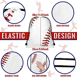 12 Pieces Small Sport Drawstring Bags Candy Bag Sport Party Drawstring Goodie Favor Bags Supplies Gifts(Baseball Style,10 x 12 Inch)