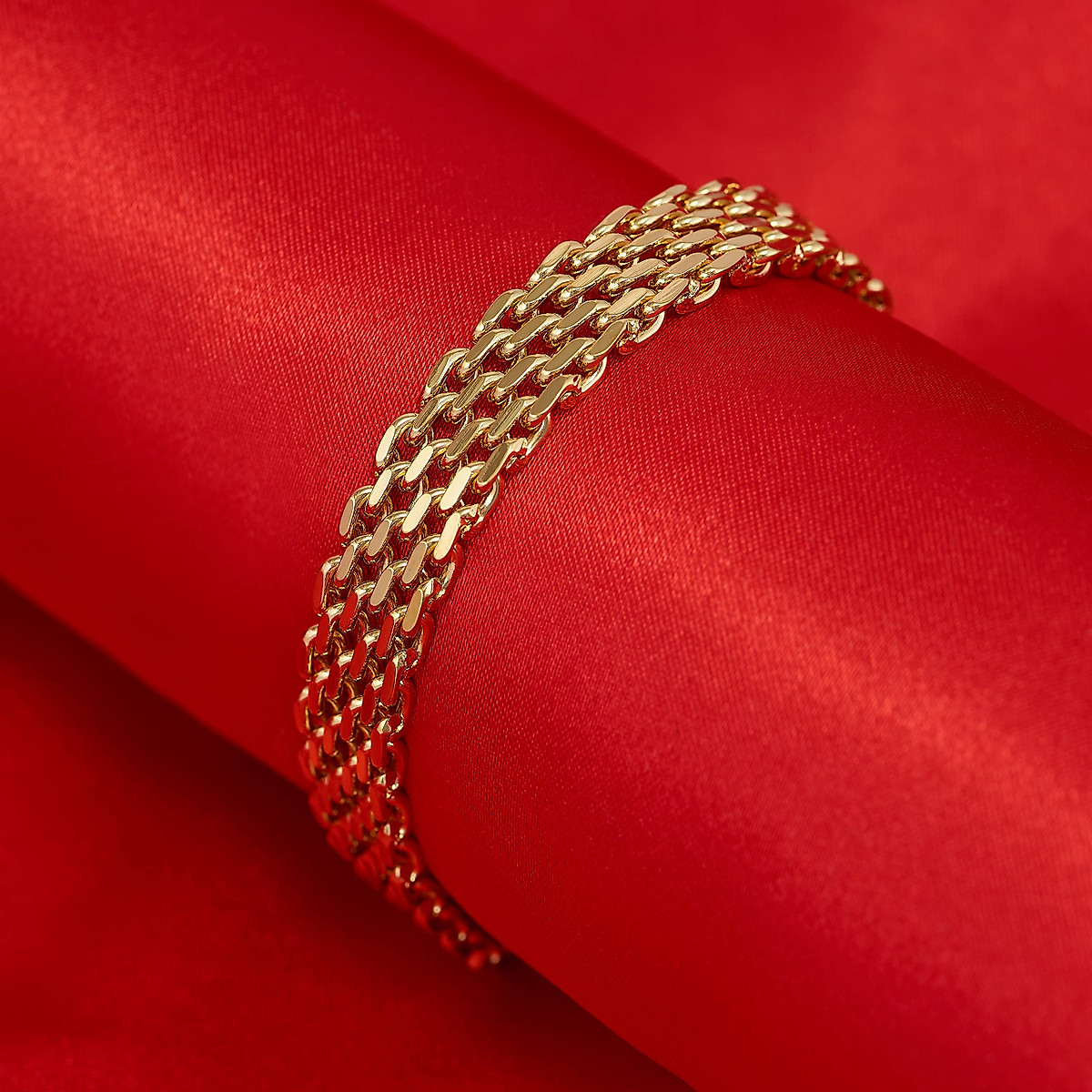 LIFETIME JEWELRY 8.5mm Designer Mesh Ladies Bracelet 24k Gold Plated for Women (Gold, 7 inches)