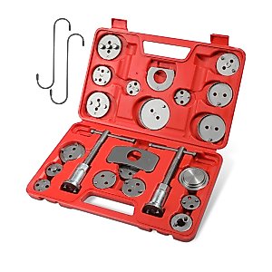 YAKEFLY 24Pieces Brake Caliper Tool,Universal Disc Brake Caliper Wind Back Tool and Piston Compression Sets,Heavy Duty Brake Caliper Compression Tool Caliper Piston Tool (Red)