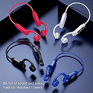 porfeet Wireless Earbud High Fidelity Intelligent Noise Reduction LED Digital Display Waterproof Bluetooth-Compatible 5.3 Real Bone Conduction Headphone for Sports Blue A