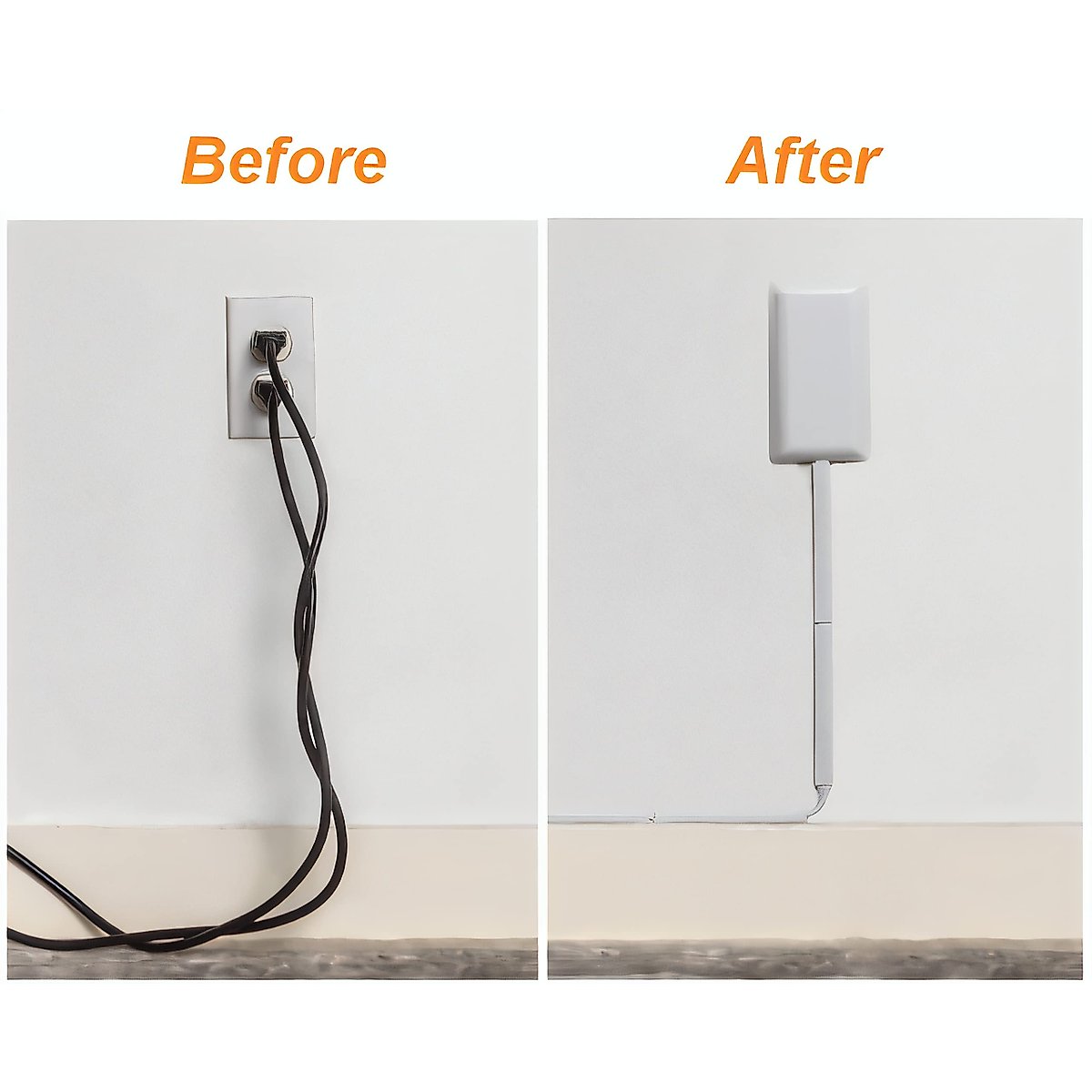 Sleek Socket No Shock Child Protector, Outlet & Plug Concealer with Protective Cord Clips, 8-Foot Flat Extension Cord with Multiple Outlets, Baby Proofing Outlet Cover, No Access To Dangerous Cords