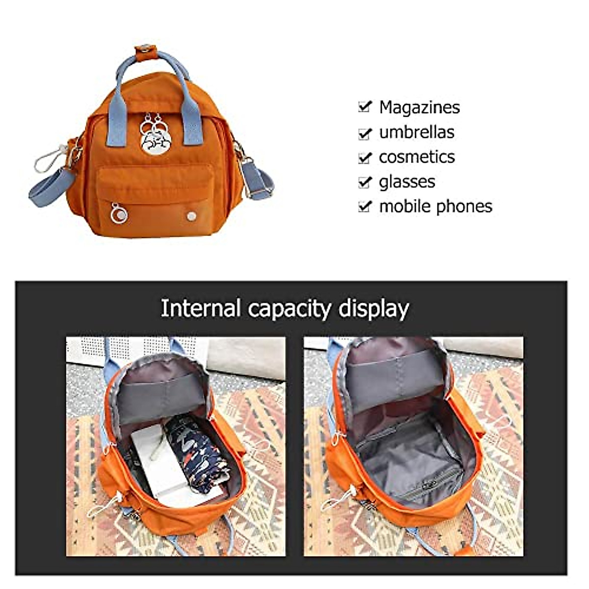 sikiwind Animal Pattern Waterproof Backpacks Women Shoulder Crossbody Bags (Orange)
