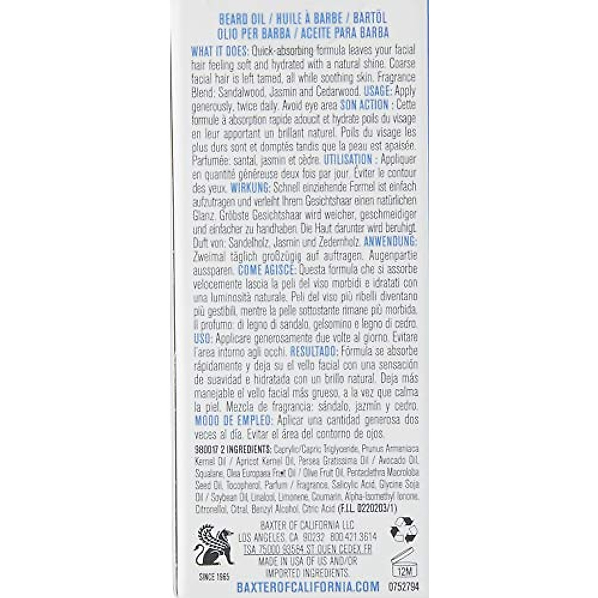 Baxter of California Beard Grooming Oil for Men | Moisturize and Condition | 1 Oz