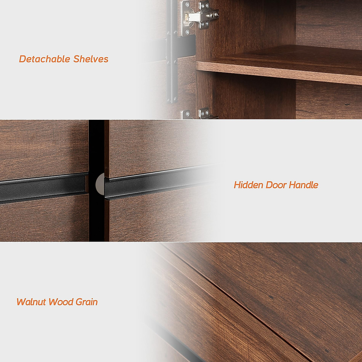 WAMPAT Modern TV Stand for up to 75 inch TV, Wood Entertainment Center TV Console Table with Storage Cabinets Media Console for Living Room, Brown