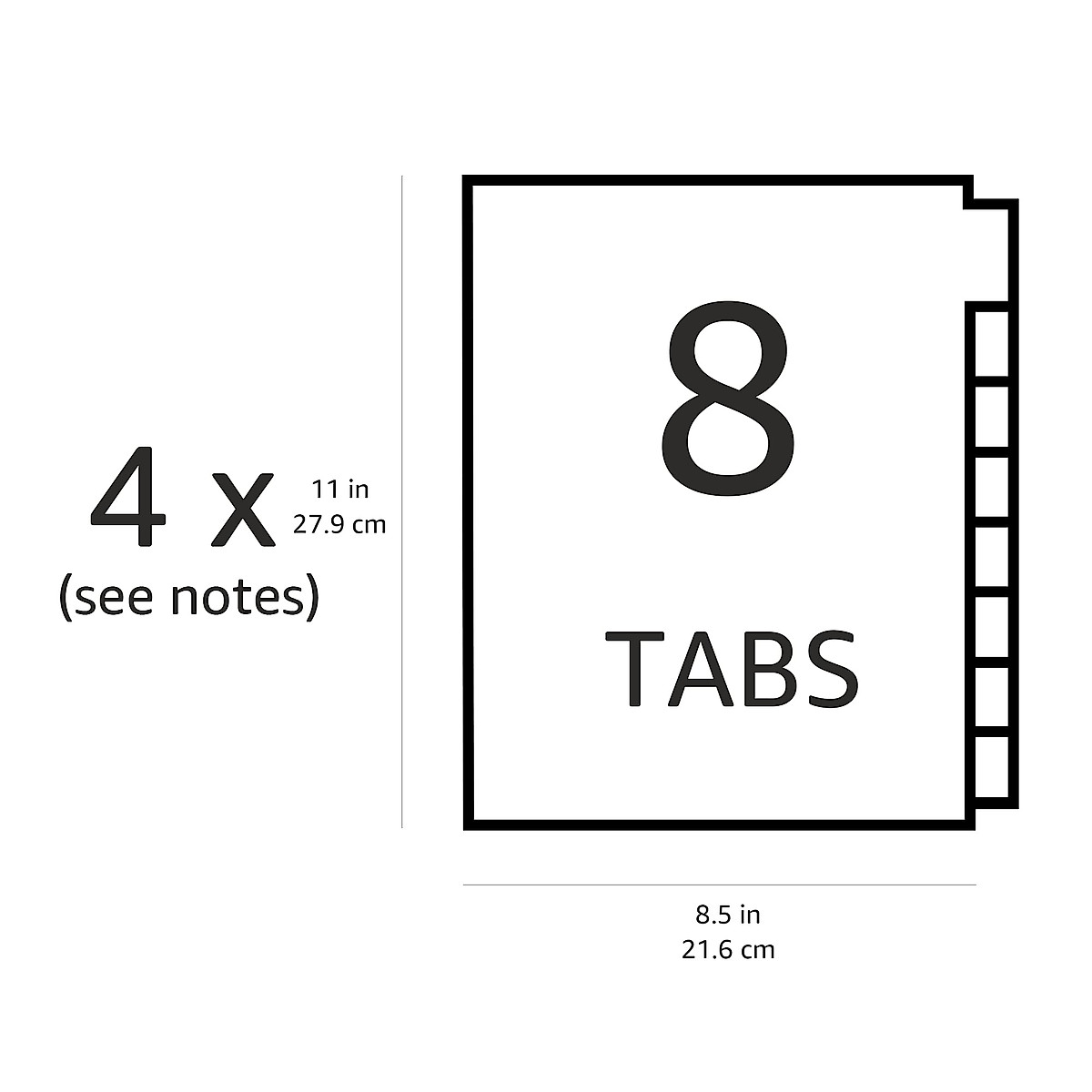 Amazon Basics 8-Tab Binder Divider, White Label Dividers with Easy Peel, 1-Pack