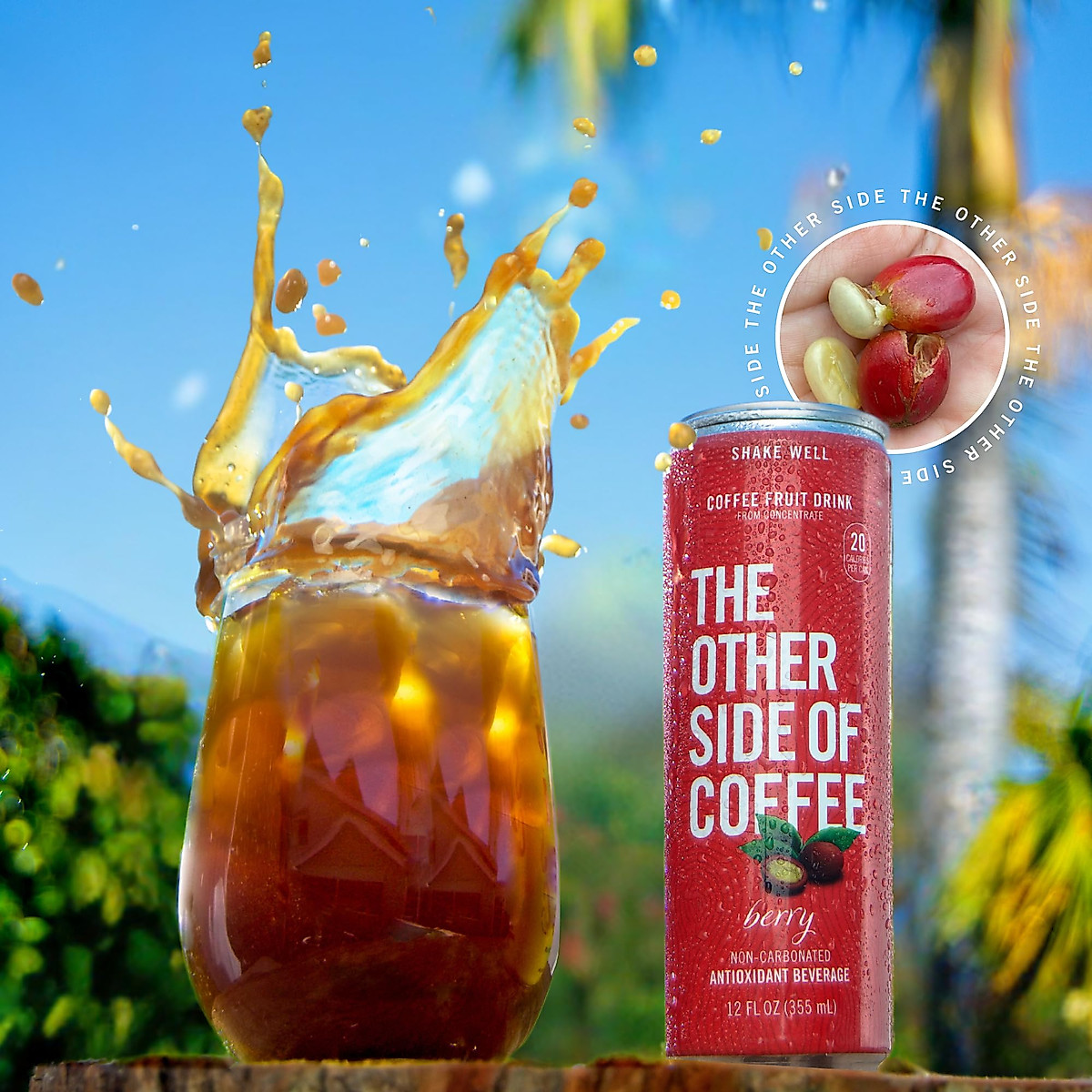 The Other Side of Coffee – Upcycled Coffee Fruit Juice Drink, Non-Carbonated, Antioxidant Rich, Low Caffeine (30mg), Low Calorie, Low Sugar, 100% Natural, 12 Fl Oz, Berry Flavor (Pack of 12)