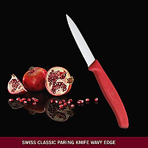 Victorinox VIC-6.7631 Swiss Classic Paring 3¼"" Serrated Spear Point Blade 5/8"" Width at Handle Red, Multicolor, m