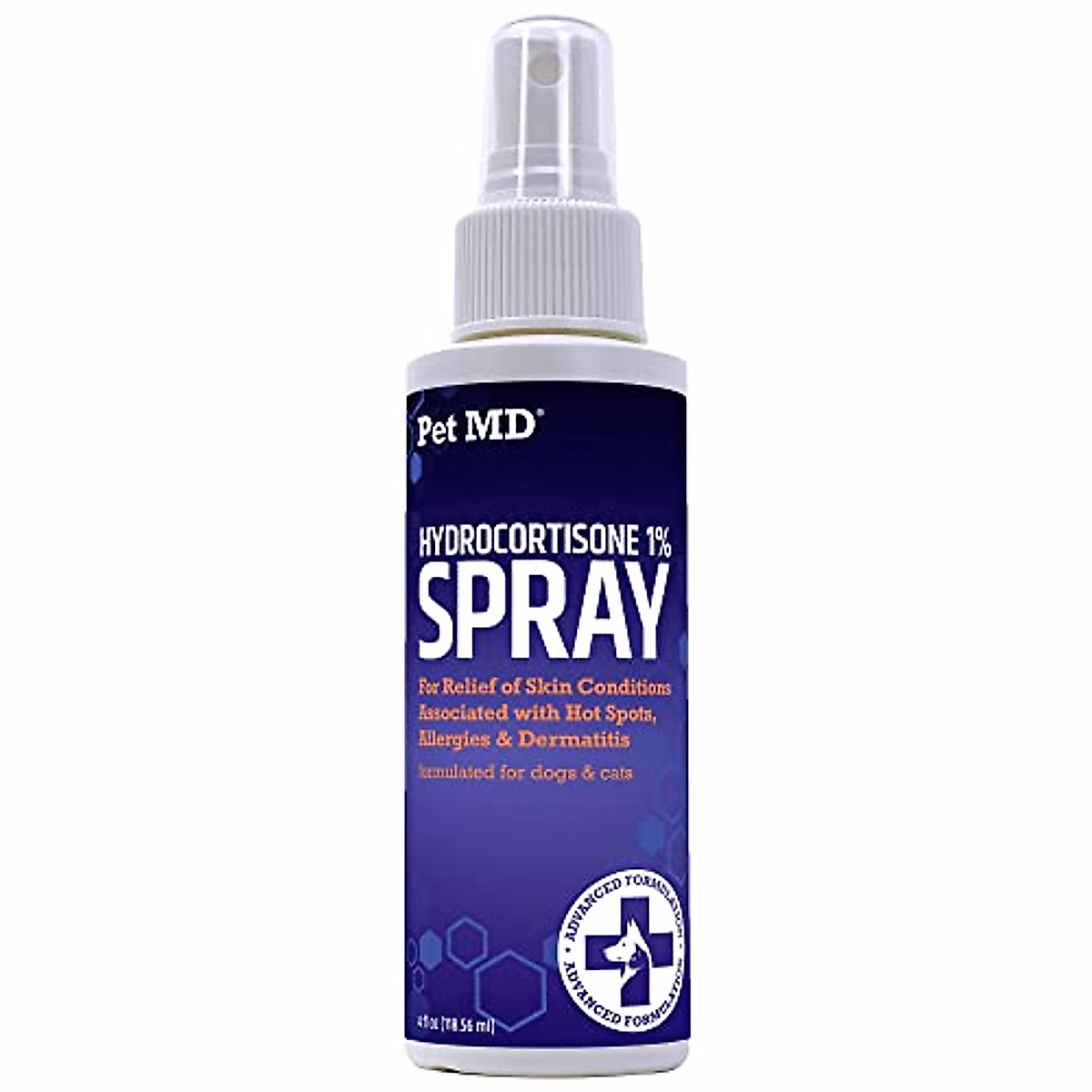 Pet MD Hydrocortisone Spray for Dogs, Cats, Horses - Itch Relief Spray & Hot Spot Treatment for Dogs, Irritated Dry Itchy Skin, Allergies, and Dermatitis - Reduces Topical Inflammation - 4 oz