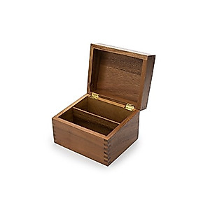 Ironwood Gourmet Acacia Wood Recipe Box with Divider Tabs, 2 Compartment, Single
