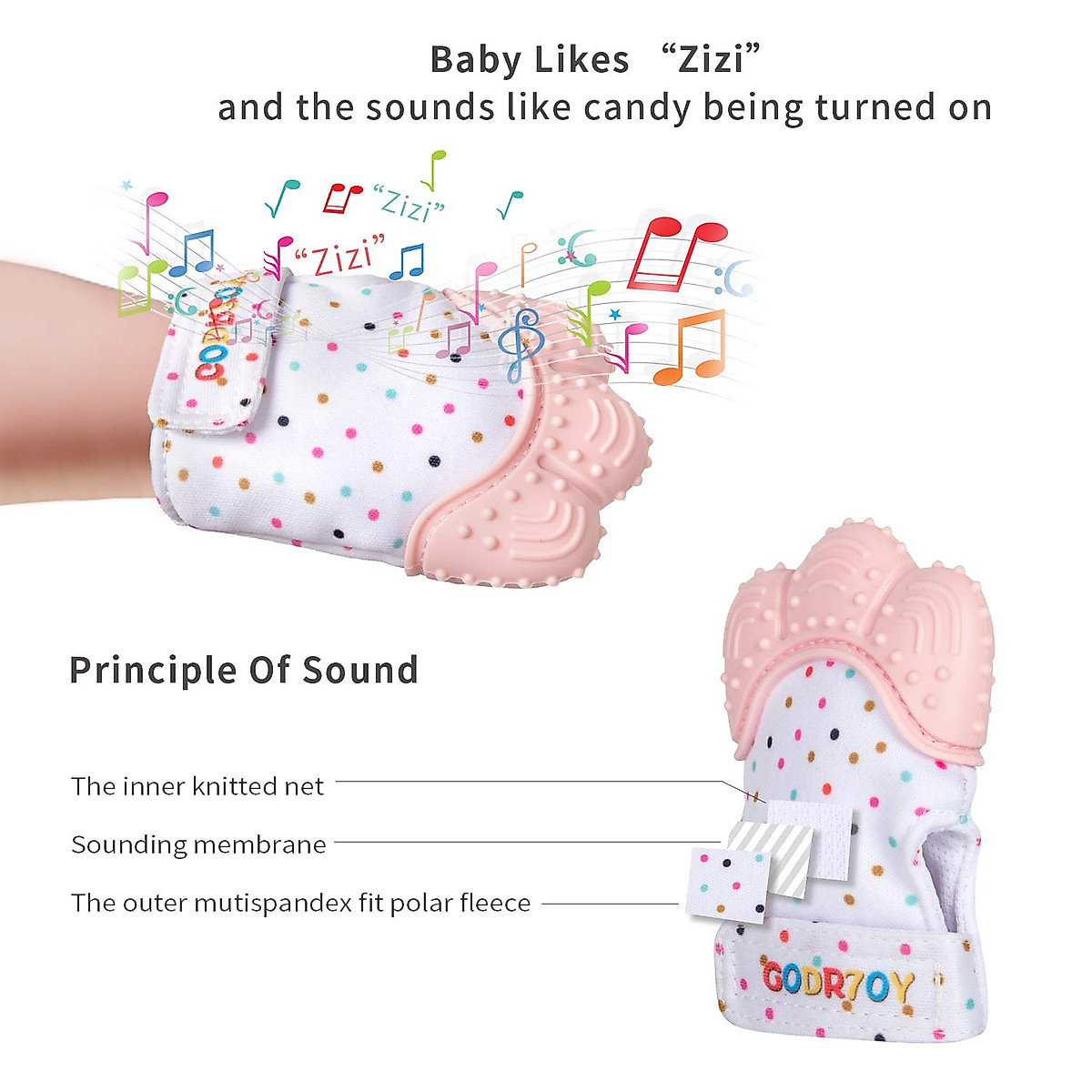 Baby Teething Mittens, Soothing Pain, for 0-6 Months Baby