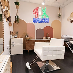 MEOMO Hair Salon Neon Signs Waxing Hair Salo Led Neon Light Open Headdress Design Neon Signs Neon for Barber Shop Decor Beauty Salon Wall Decoration With Dimmable Switch,28X24in