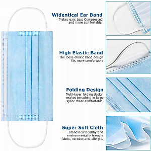 100 Pack Medical Disposable Face Masks for Protection, 3 Layers Safety Face Masks For Adults Daily Use