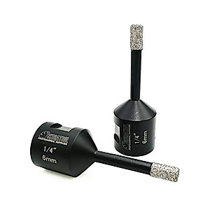 SHDIATOOL Diamond Core Drill Bits 2PCS 1/4 Inch for Porcelain Ceramic Tile Marble Brick Vacuum Brazed Hole Saw 6mm