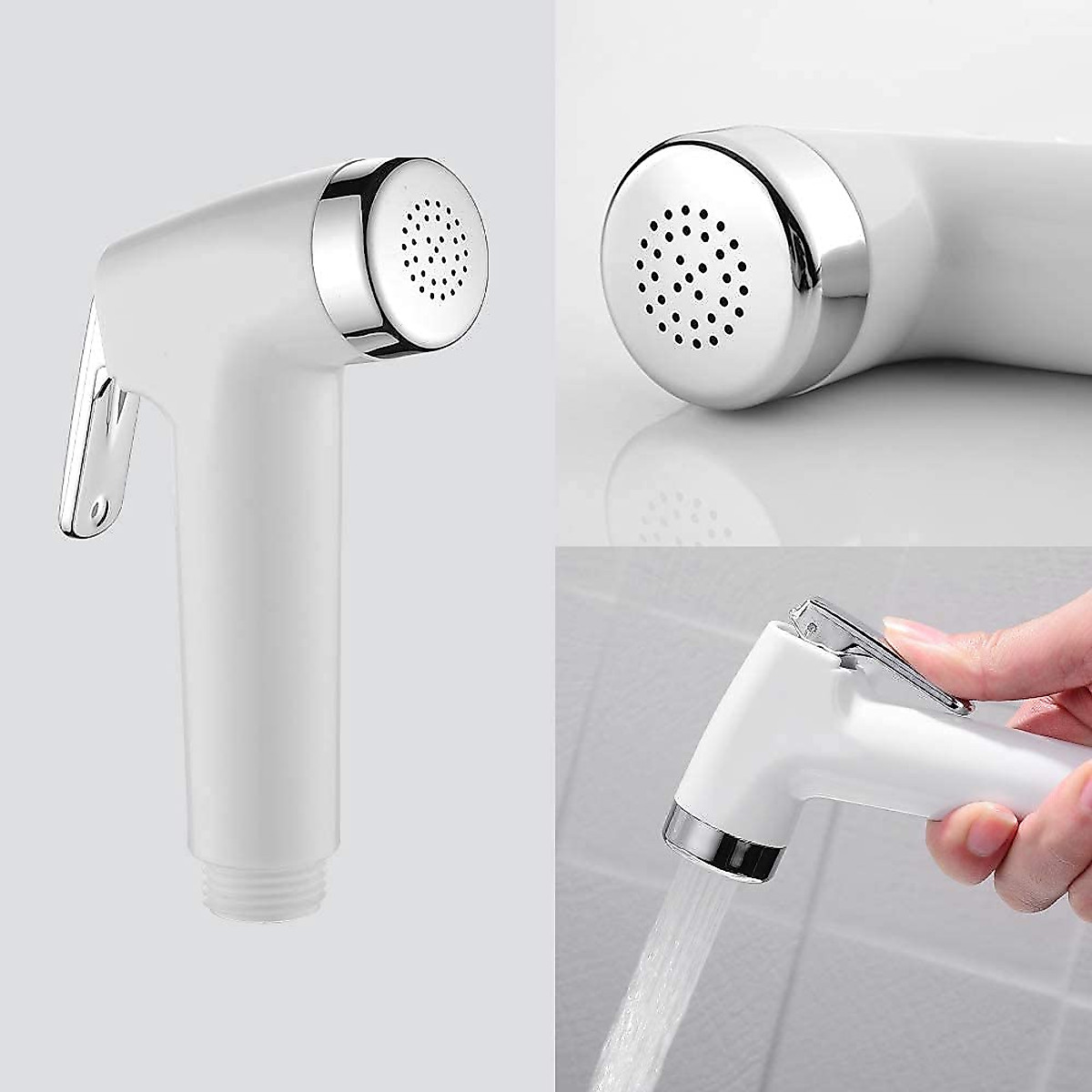 LikeHome Bidet Sprayer for Toilet Cloth Diaper Sprayer Shattaf Handheld Bidet Rinse Spray Head Hand Bidet Toilet Attachment Sprayer White（Without T-Adapter）