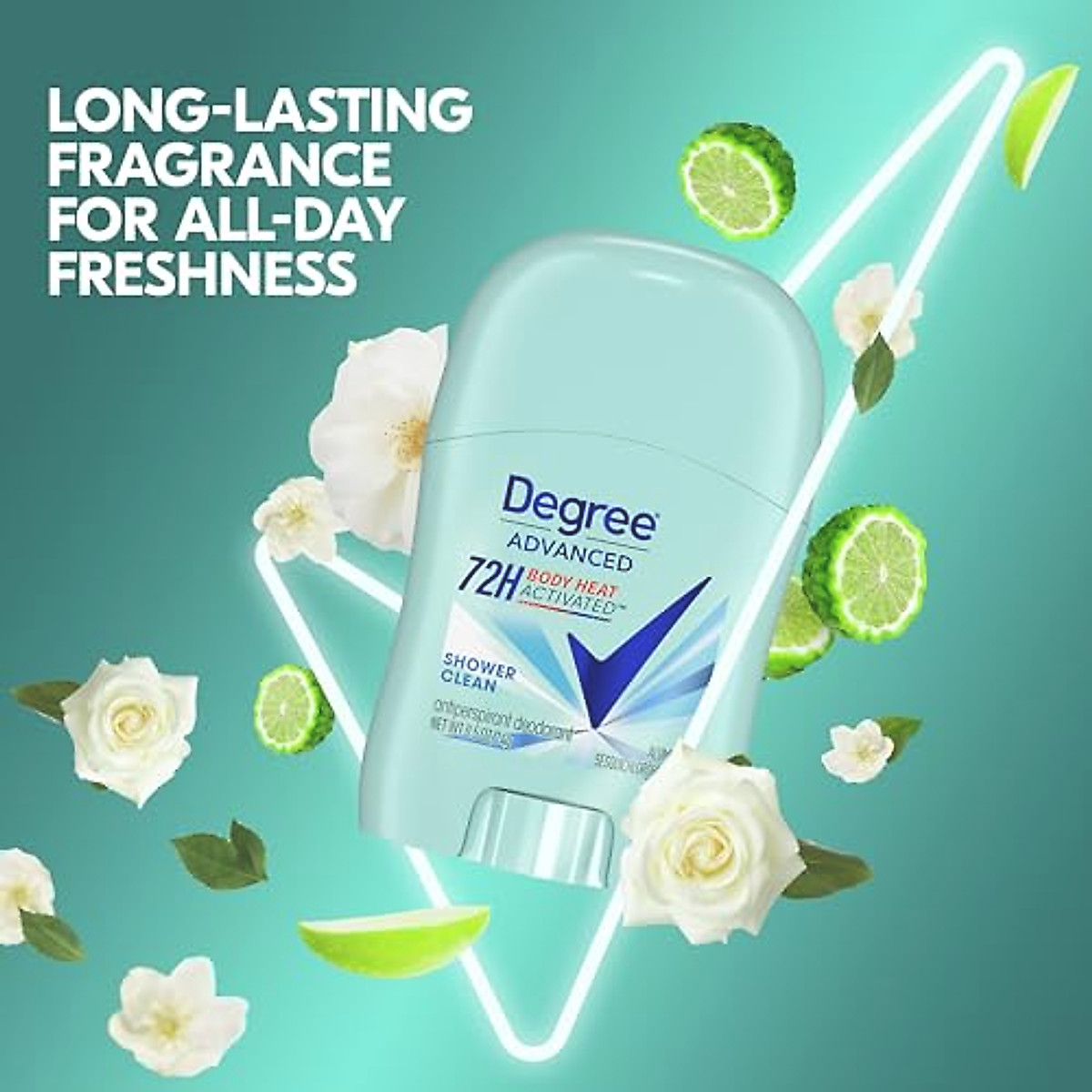 Degree Antiperspirant Deodorant Shower Clean 72-Hour Sweat & Odor Protection Antiperspirant for Women with Body Heat Activated Technology 0.5 oz