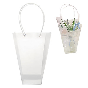 BBC Clear Flower Bouquet Bags with Handle Florist Shop Packaging Supplies, 5 Pcs (11.4 * 5.9 * 16.7inch)