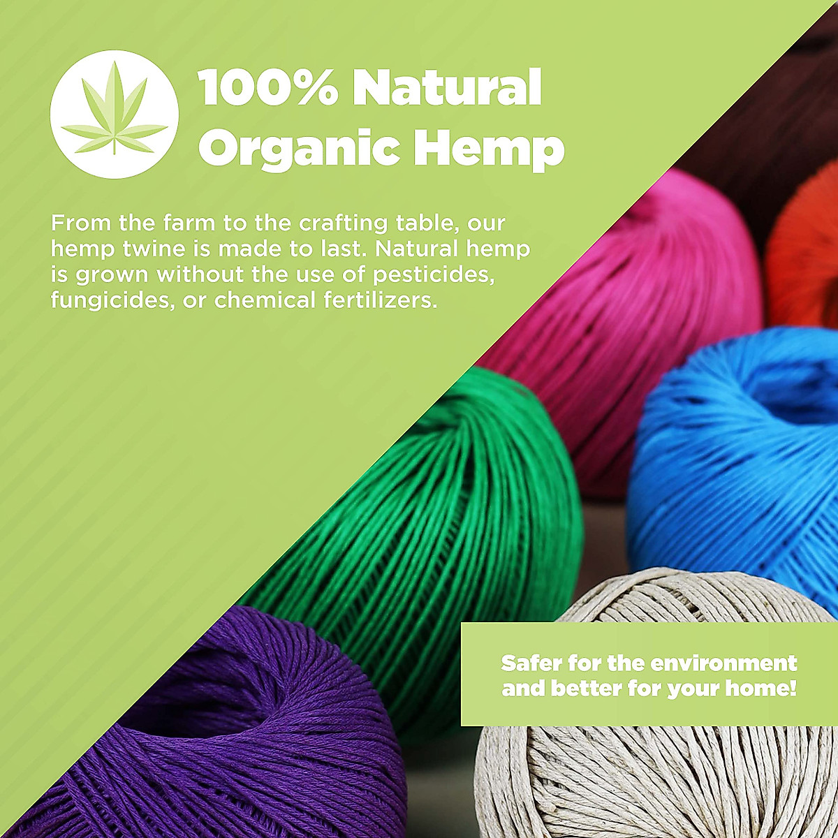 Bean Products Hemp Twine - High Tensile Strength and Durable - Made with 100% Hemp - Perfect for Jewelry, Arts & Crafts, Decoration, Cooking - 1MM, 100G/430 Ft. - 20 lb. Test Strength - 12 Pack