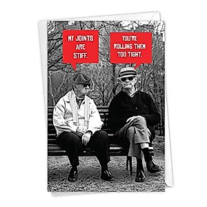 NobleWorks - 1 Funny Birthday Greeting Card with Envelope - Grown-Up Humor, Happy Birthday Card for Old Guys - Men Stiff Joints C7038BDG