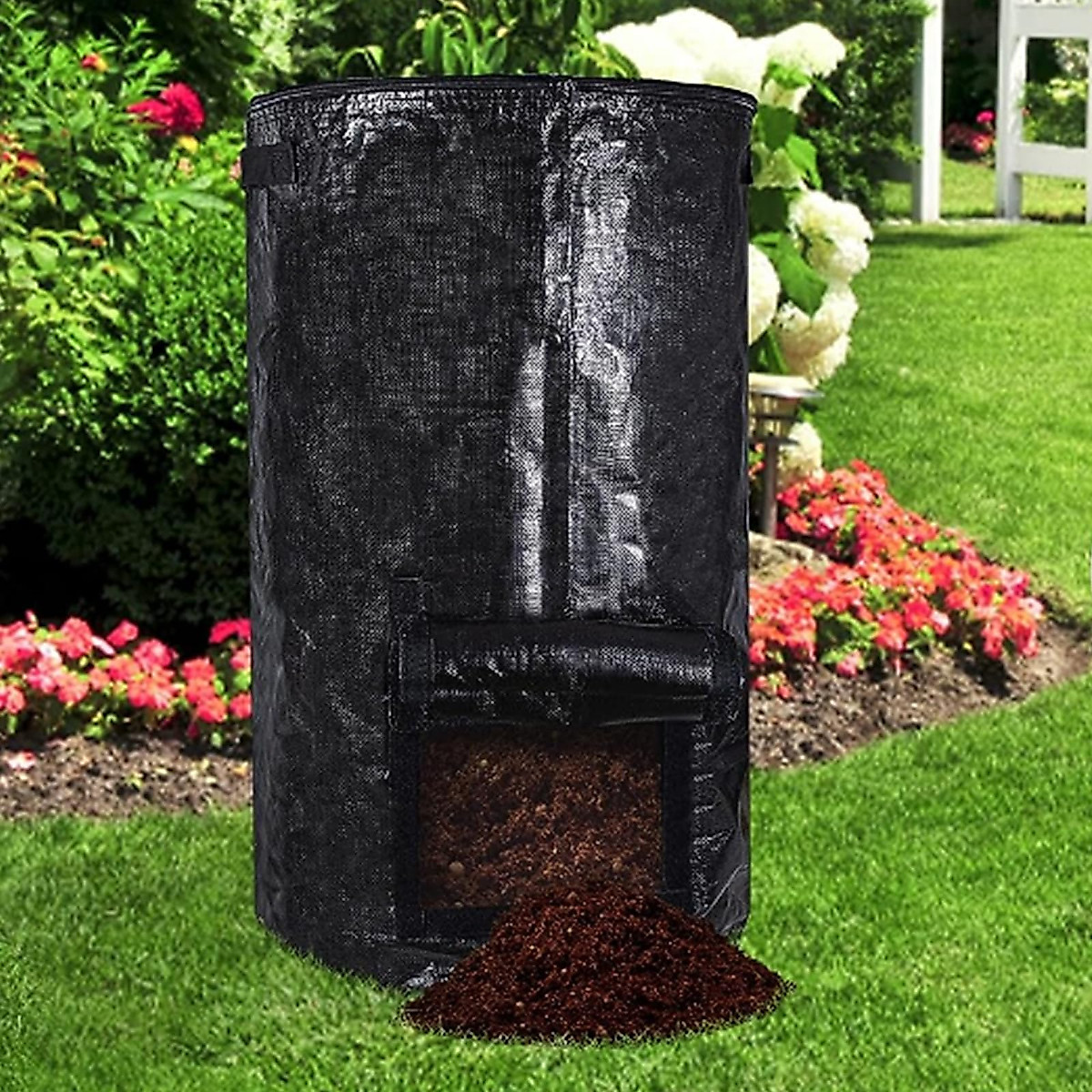 34 Gallon Compost Bin Bags-Outdoor Garden Compost Bin Bags Garden Yard Grow Bags (Black 1 Piece)