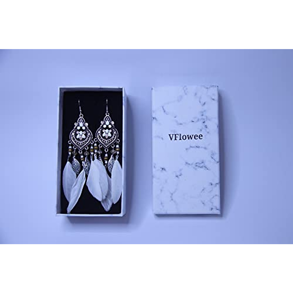 VFlowee Bohemian Earrings Feather Tassel Silver Ethnic Drop Earrings Retro Boho Dangle Earring Bead Women Teen Girls Jewelry for Birthday Party Gifts