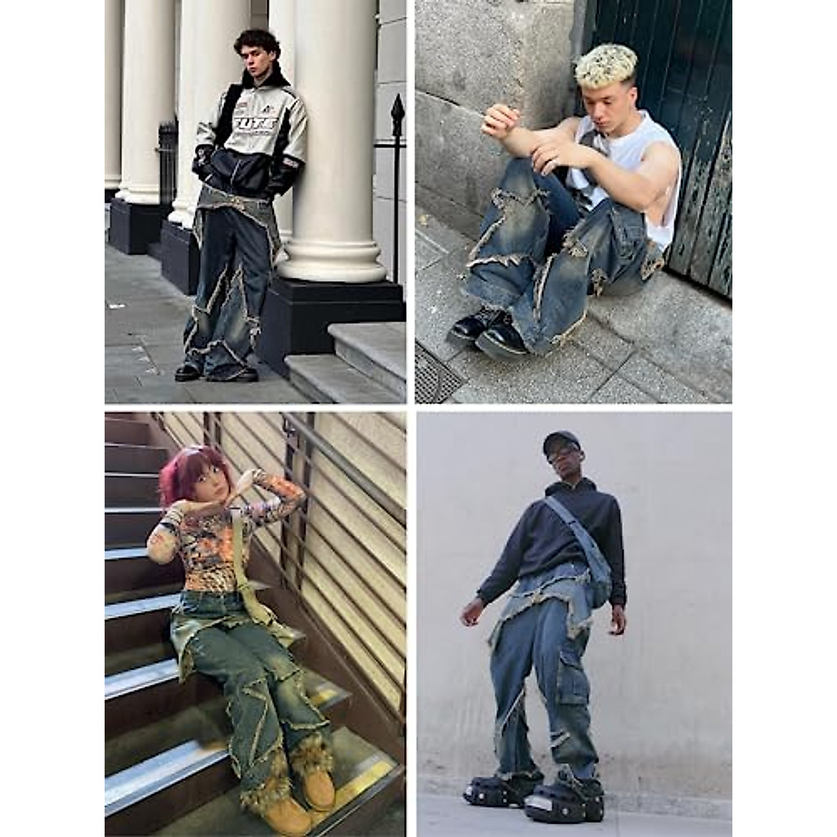 Aelfric Eden Women’s Star Jeans Y2K Unisex Streetwear Fashion Jeans Straight Fit Baggy Wide Leg Pants Causal Trousers