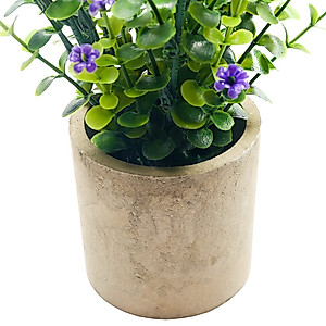 Svenee Artificial Mini Potted Plants Fake Plastic Milan Flower for Farmhouse Living Room Bathroom Office Desk Shelf Home Greenery Decoration (Purple)