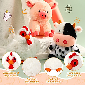 5 Pack Farm Plush Animals Set 10 Inches Plush Farm Stuffed Animals Barnyard Stuffed Animals Soft Pig Rooster Horse Sheep Cow Stuffed Animals Toy for Birthday Party Decoration Supplies