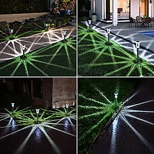 VISFLAIR Solar Pathway Lights Outdoor Decorative 12 Pack LED Waterproof Stainless Steel Garden Stakes Lights for Outside Yard, Path, Patio, Driveway Decor Landscape Lighting