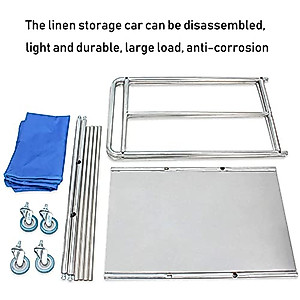 Medical Cart Lab Serving Cart, Utility Cart, Rolling Cart Heavy Duty Hotel Laundry Sorter Cart with Rolling Caster, Blue Lobby Linen Cart Room Service Rolling Trolley with Handle &Amp;Removable Cover